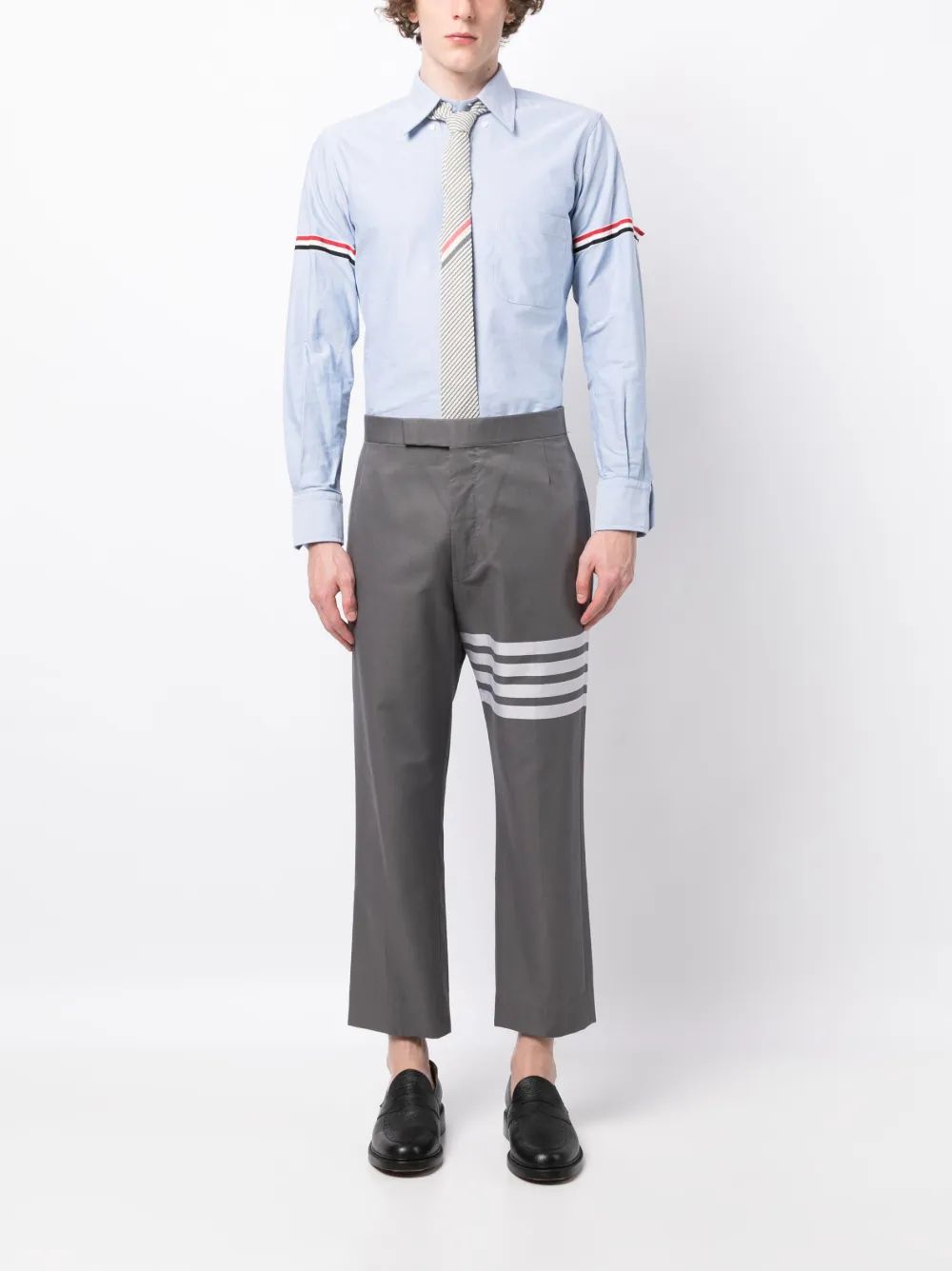 THOM BROWNE classic long sleeve button down point collar shirt w/ gg armband in oxford